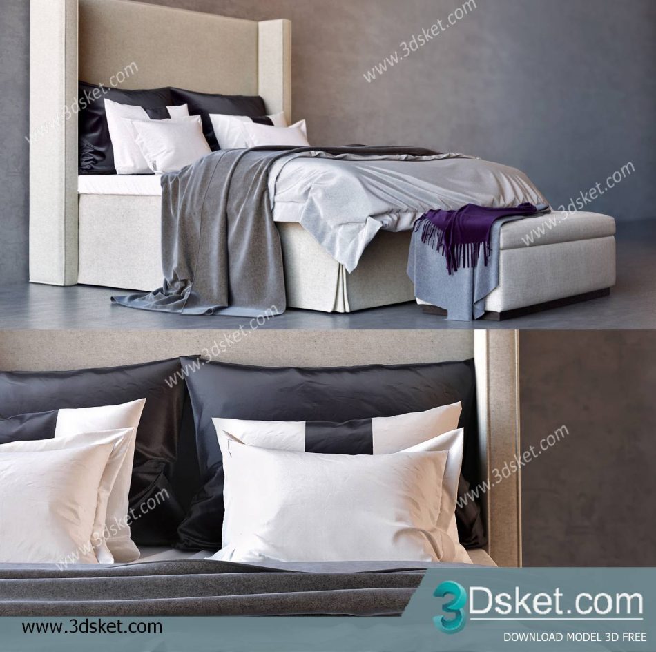 3D Model Bed Free Download Giường 110 - Download 3D Model Free ...