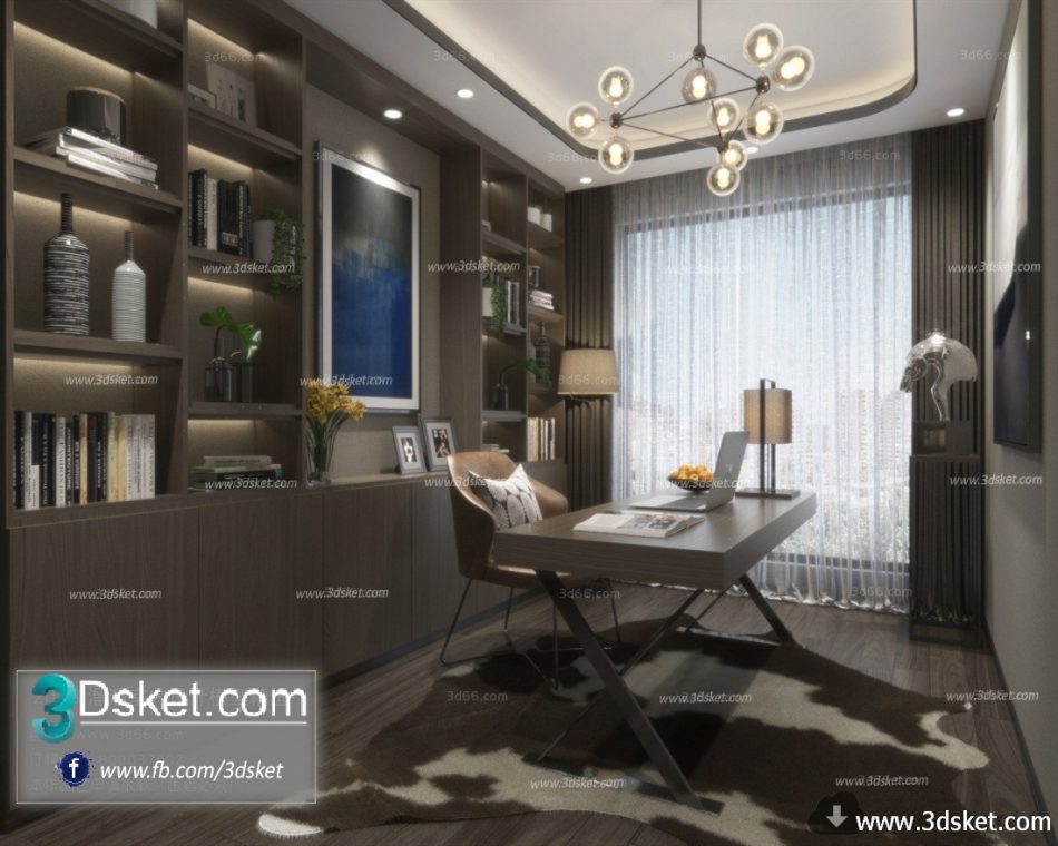 3D Interior Model Work Room A001 Scene 3dsmax - Download 3D Model Free ...