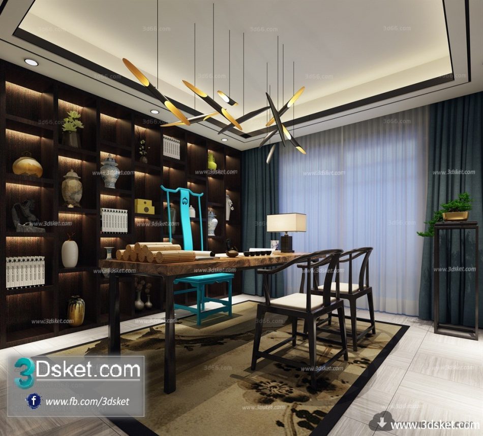 3D Interior Model Work Room C012 Scene 3dsmax - Download 3D Model Free ...