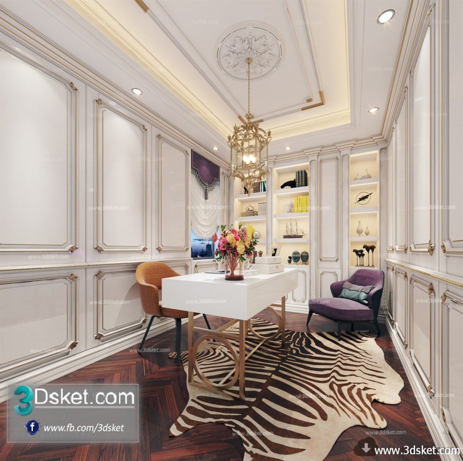 3D Interior Model Work Room D003 Scene 3dsmax - Download 3D Model Free ...