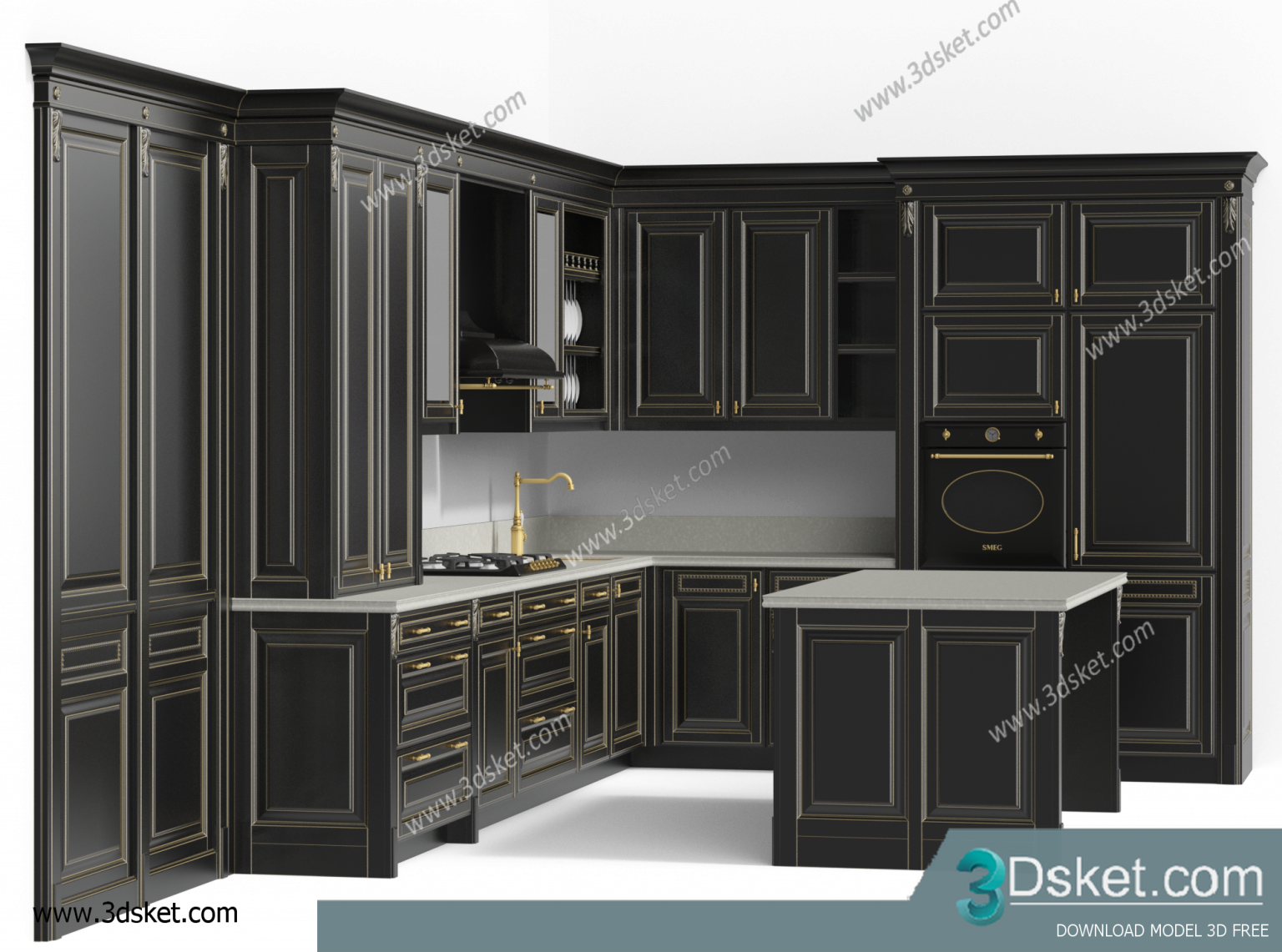Free Download Kitchen 3D Model 0141 - Download 3D Model Free 3dskymodel ...