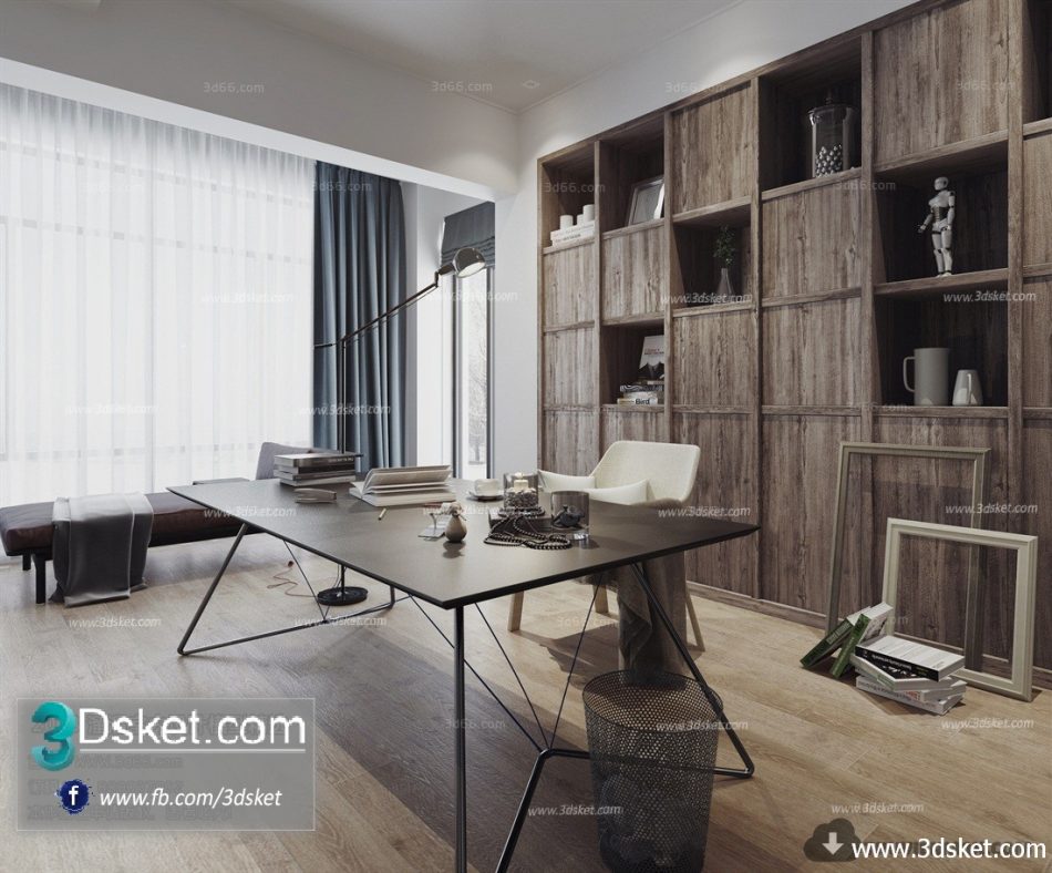 3D Interior Model Work Room M006 Scene 3dsmax - Download 3D Model Free ...