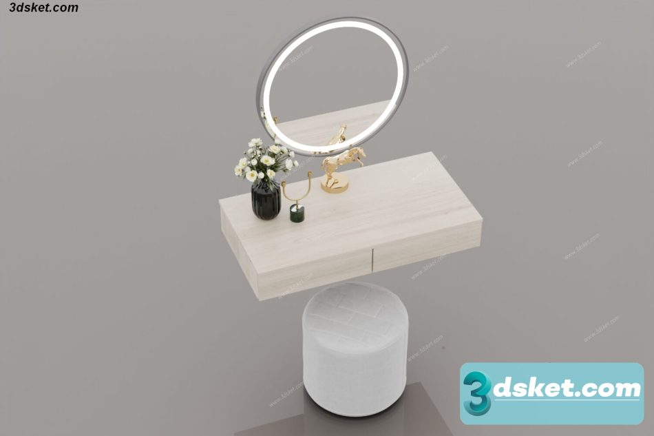 3D Model Dressing Table Free Download 0320 - Download 3D Model Free ...