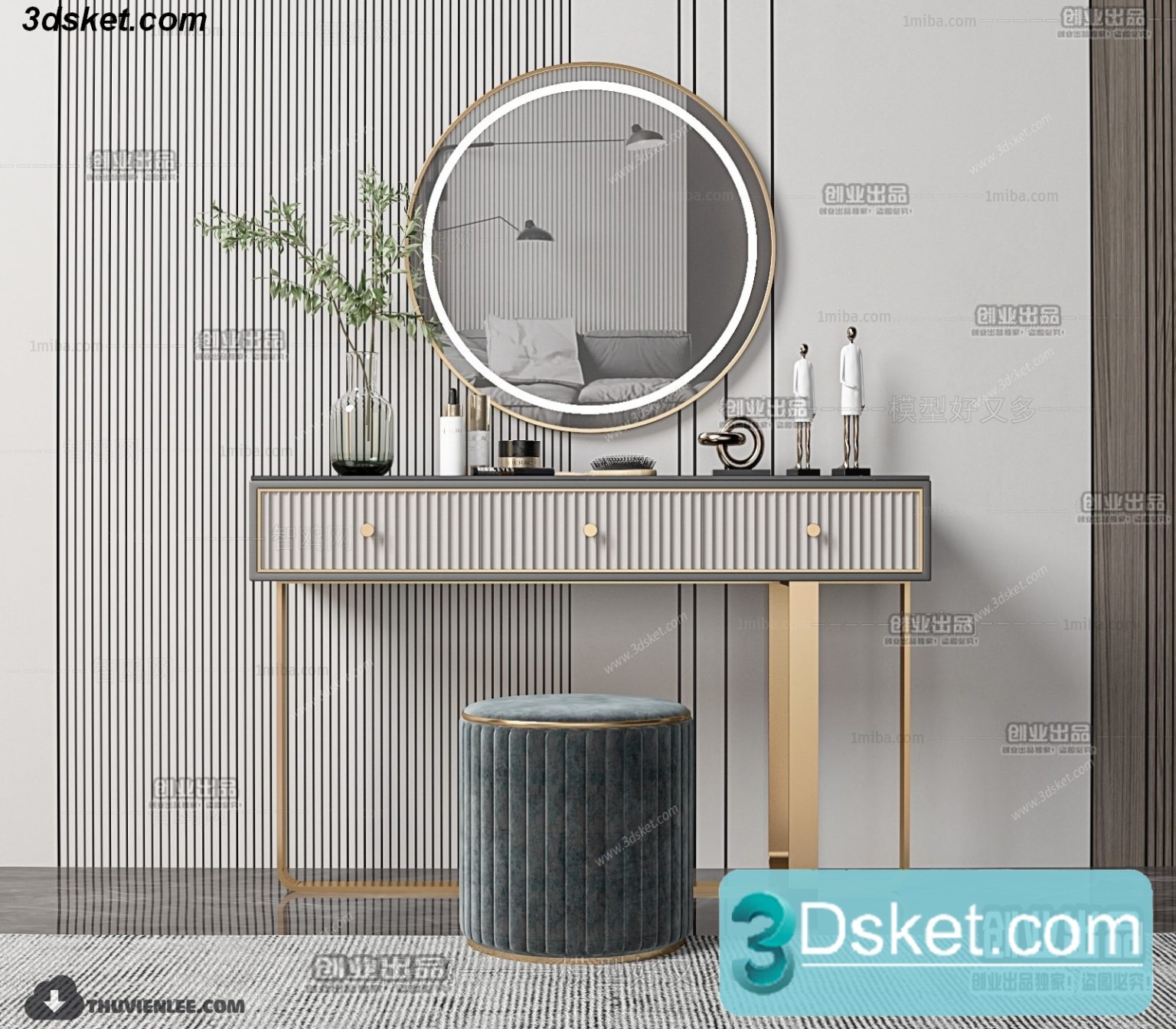 3D Model Dressing Table Free Download 021 - Download 3D Model Free ...
